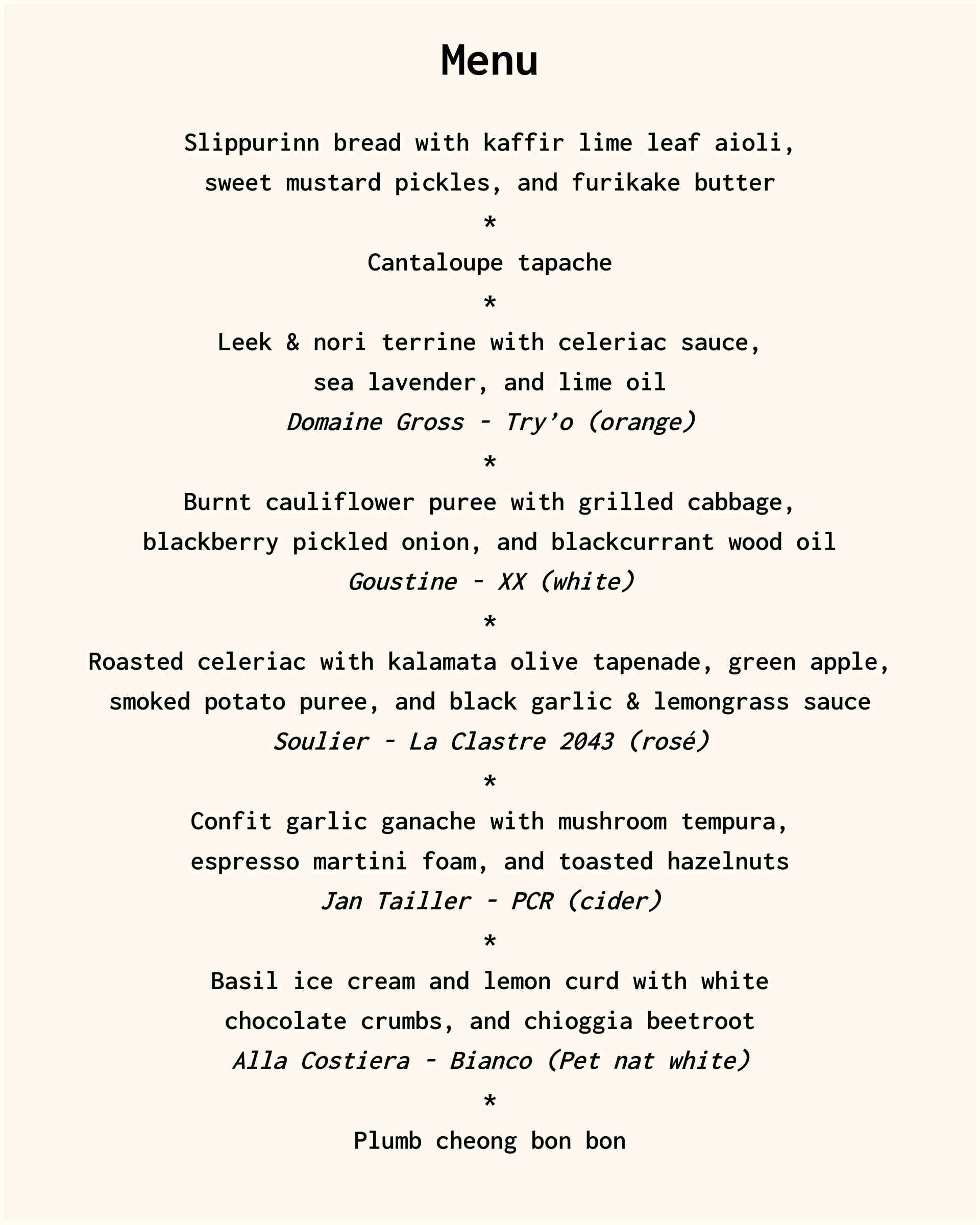 TestTafel | Menu